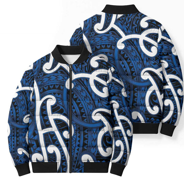 Aotearoa Maori Kowhaiwhai Bomber Puffer Jacket Kikorangi Puhoro and ...