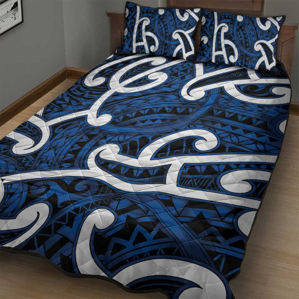 Aotearoa Maori Kowhaiwhai Quilt Bed Set Kikorangi Puhoro and Patiki LT9