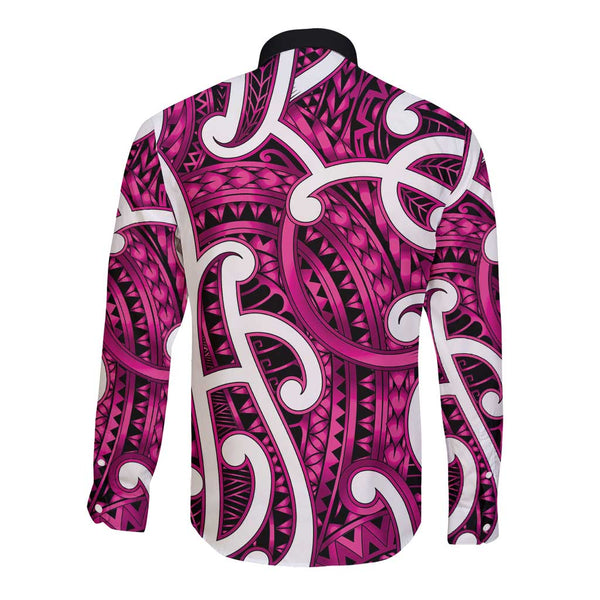 Aotearoa Maori Kowhaiwhai Long Sleeve Button Shirt Mawhero Puhoro and ...