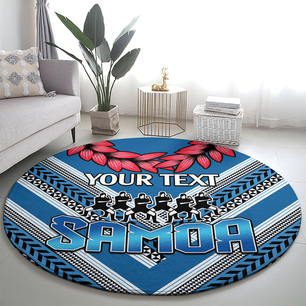 Custom Manuma Samoa Rugby Round Carpet Ula fala Samoan Siva Tau Tribal LT9