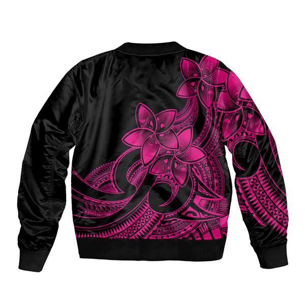 Polynesian Pride Plumeria Flowers Bomber Jacket Polynesian Tribal Pink ...