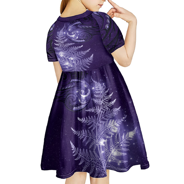 New Zealand Matariki Kid Short Sleeve Dress Purple Milky Way Stars ...