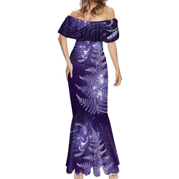 New Zealand Matariki Mermaid Dress Purple Milky Way Stars Night Sky LT9