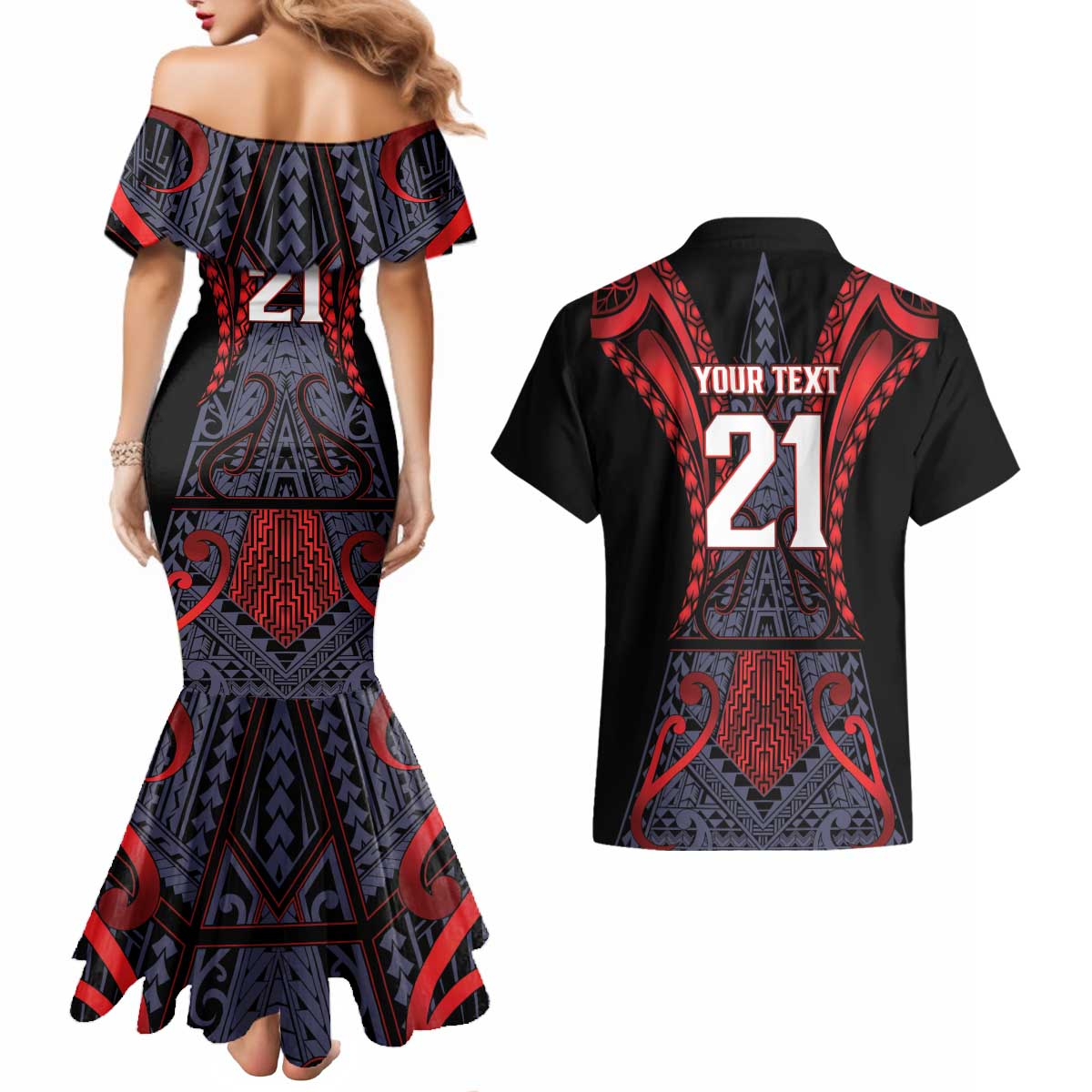 Custom New Zealand Couples Matching Mermaid Dress and Hawaiian Shirt ...