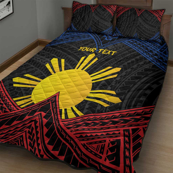 Personalized Philippines Quilt Bed Set Polynesian Tribal Tattoo with ...
