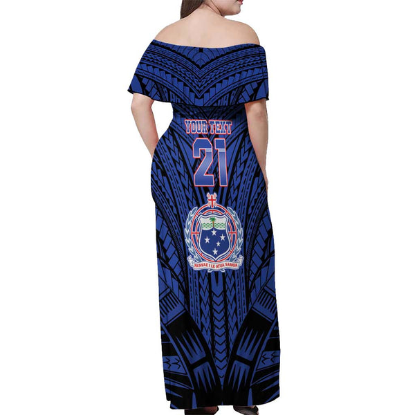 Custom Manu Samoa Sevens Rugby Off Shoulder Maxi Dress Samoan Tribal ...