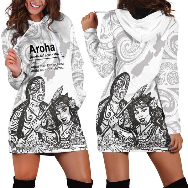 Aroha Maori Language Hoodie Dress Te Reo Maori Inspired Art LT9