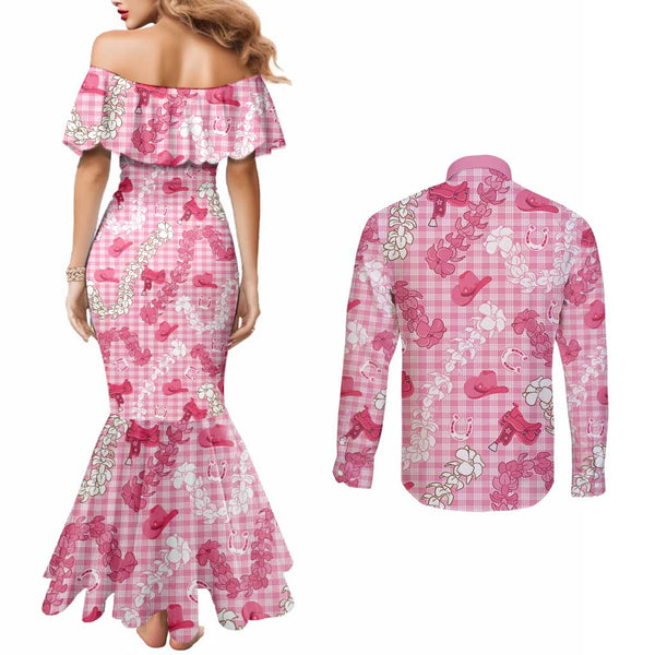 Paniolo Palaka Hawaiian Cowgirl Couples Matching Mermaid Dress and Long ...