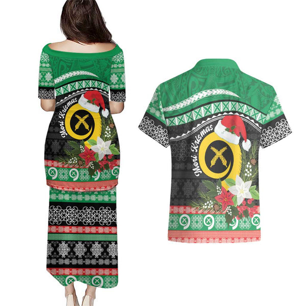 Vanuatu Pig's Tusk Meri Krismas! Couples Matching Puletasi and Hawaiian ...