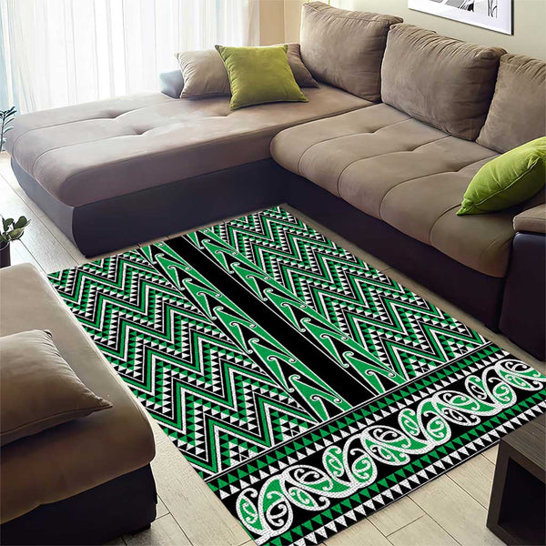 New Zealand Maori Niho Taniwha Area Rug Kakariki Mangopare and Puhoro ...