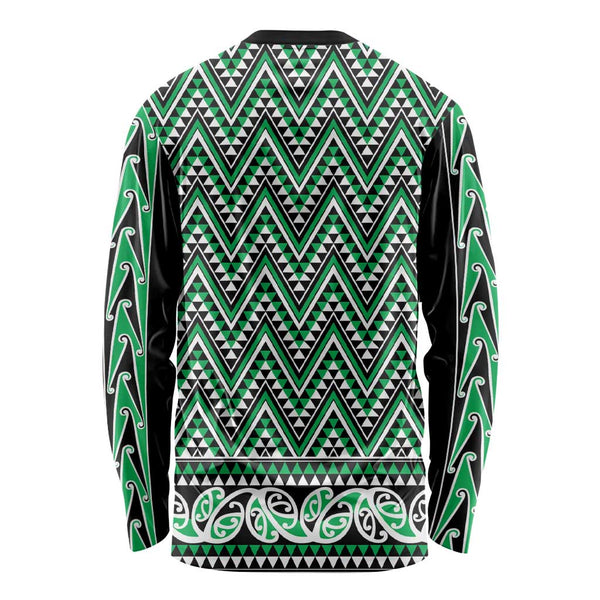 New Zealand Maori Niho Taniwha Long Sleeve Shirt Kakariki Mangopare and ...