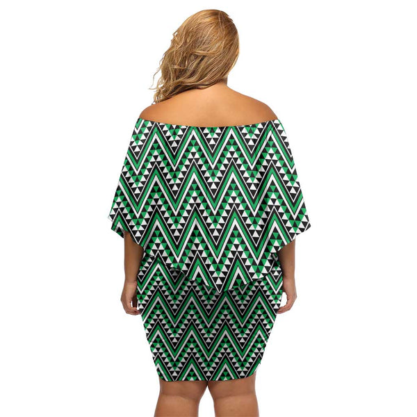 New Zealand Maori Niho Taniwha Off Shoulder Short Dress Kakariki ...