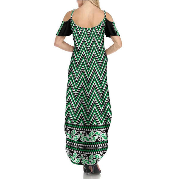 New Zealand Maori Niho Taniwha Summer Maxi Dress Kakariki Mangopare and ...