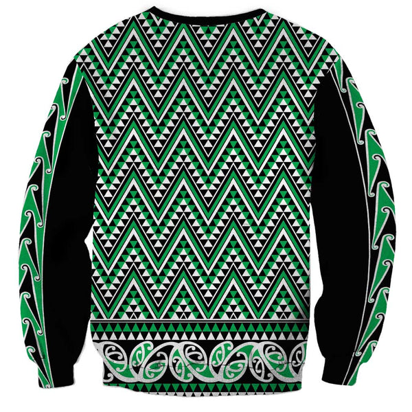 New Zealand Maori Niho Taniwha Sweatshirt Kakariki Mangopare and Puhoro ...