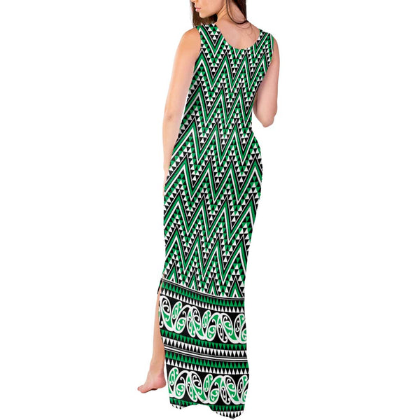 New Zealand Maori Niho Taniwha Tank Maxi Dress Kakariki Mangopare and ...