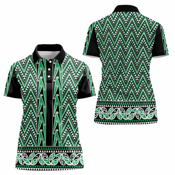 New Zealand Maori Niho Taniwha Women Polo Shirt Kakariki Mangopare and ...