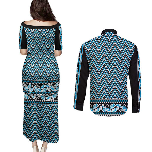 New Zealand Maori Niho Taniwha Couples Matching Puletasi and Long ...