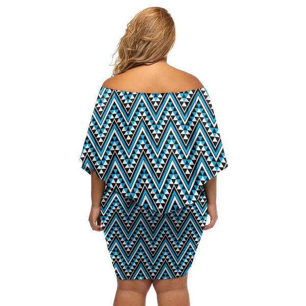 New Zealand Maori Niho Taniwha Off Shoulder Short Dress Kikorangi ...