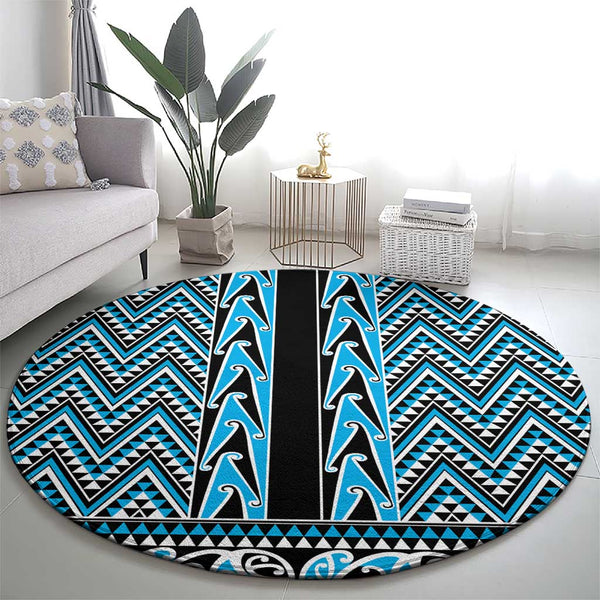 New Zealand Maori Niho Taniwha Round Carpet Kikorangi Mangopare and ...