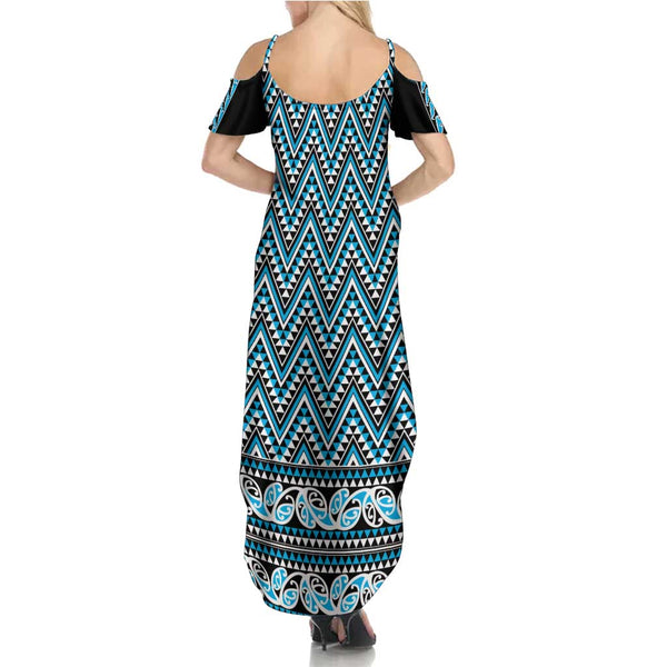 New Zealand Maori Niho Taniwha Summer Maxi Dress Kikorangi Mangopare ...