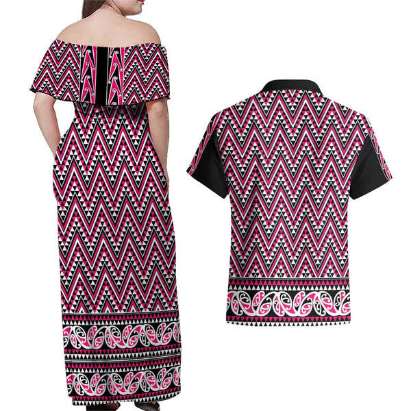New Zealand Maori Niho Taniwha Couples Matching Off Shoulder Maxi Dress ...