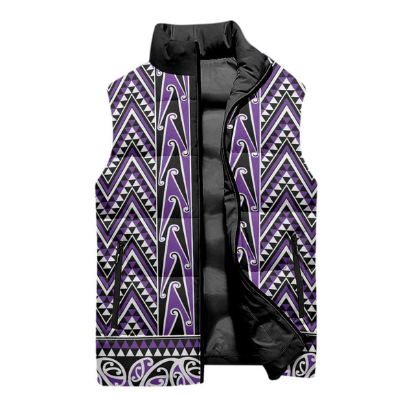 New Zealand Maori Niho Taniwha Sleeveless Puffer Jacket Waiporopo ...