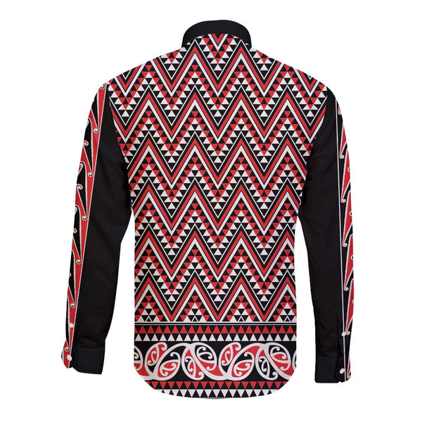 New Zealand Maori Niho Taniwha Long Sleeve Button Shirt Whero Mangopare ...