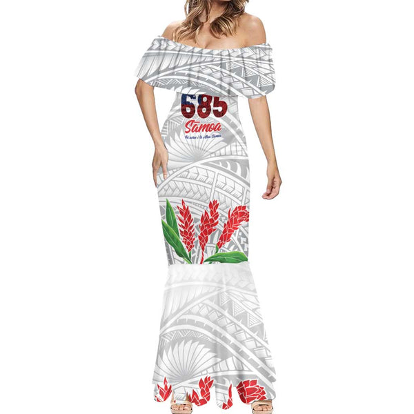 Personalised Samoa 685 Mermaid Dress Teuila Flower With White Samoan ...