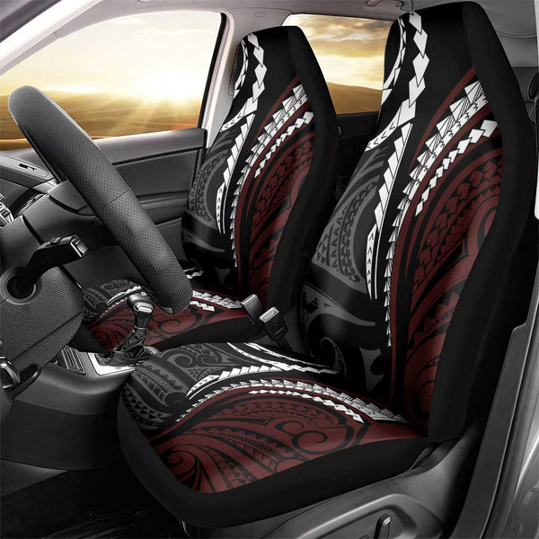 Polynesian Oxblood Line Art Tribal Tattoo Car Seat Cover LT9