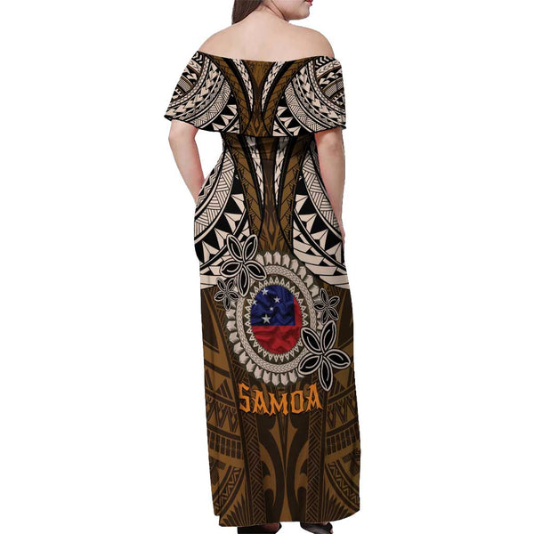 Samoa Warrior Off Shoulder Maxi Dress The Mighty Samoan Warrior Spirit LT9