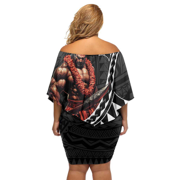 Samoan Pride Polynesian Tribal Warrior Off Shoulder Short Dress 685 ...
