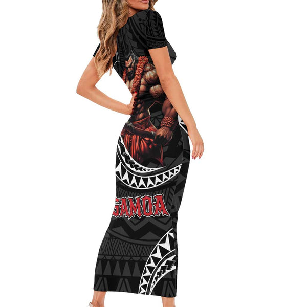 Samoan Pride Polynesian Tribal Warrior Short Sleeve Bodycon Dress 685 ...