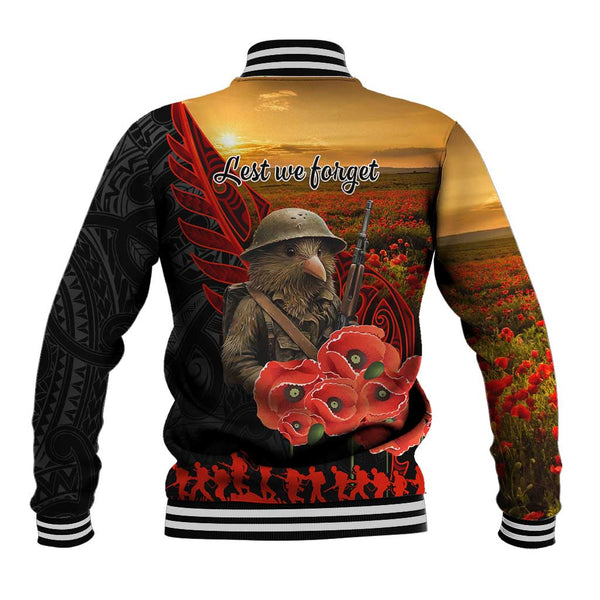 Maori Kiwi Soldier Fern Tattoo ANZAC Day Baseball Jacket Lest We Forget LT9