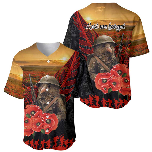 Maori Kiwi Soldier Fern Tattoo ANZAC Day Baseball Jersey Lest We Forget LT9