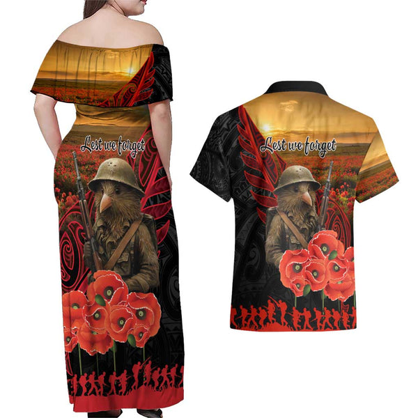 Maori Kiwi Soldier Fern Tattoo ANZAC Day Couples Matching Off Shoulder ...