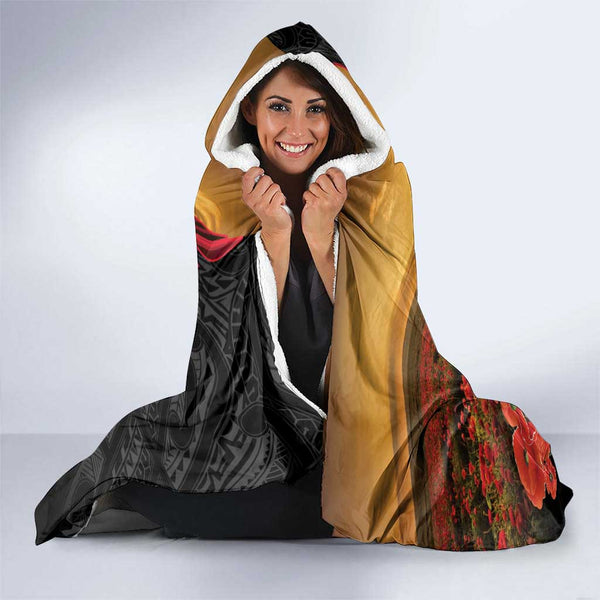 Maori Kiwi Soldier Fern Tattoo ANZAC Day Hooded Blanket Lest We Forget LT9