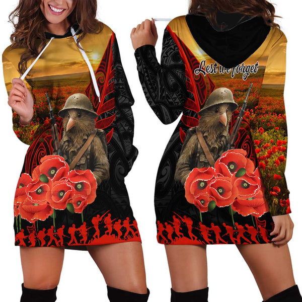 Maori Kiwi Soldier Fern Tattoo ANZAC Day Hoodie Dress Lest We Forget LT9
