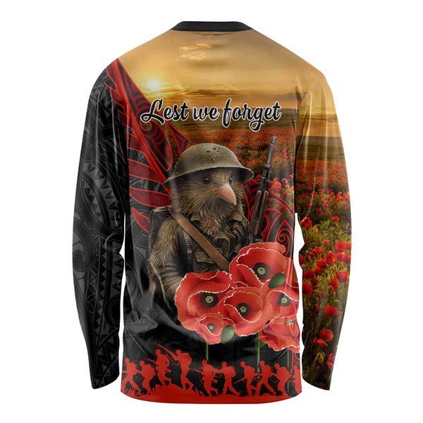Maori Kiwi Soldier Fern Tattoo ANZAC Day Long Sleeve Shirt Lest We ...