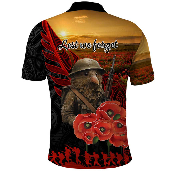 Maori Kiwi Soldier Fern Tattoo ANZAC Day Polo Shirt Lest We Forget LT9