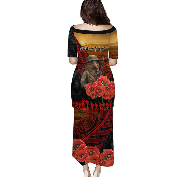 Maori Kiwi Soldier Fern Tattoo ANZAC Day Puletasi Lest We Forget LT9