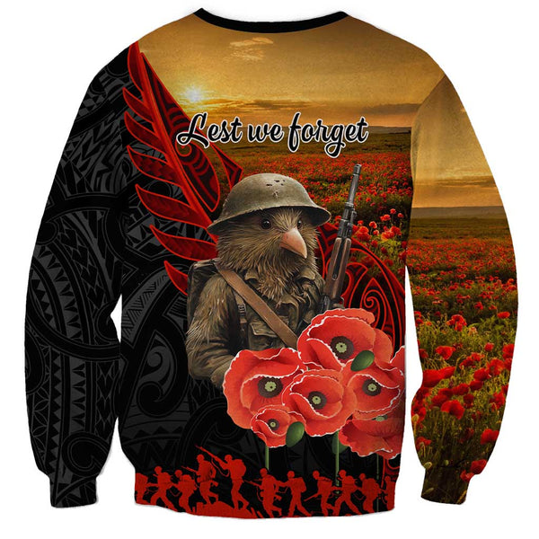 Maori Kiwi Soldier Fern Tattoo ANZAC Day Sweatshirt Lest We Forget LT9