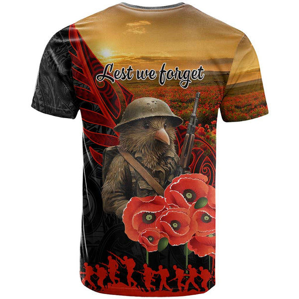 Maori Kiwi Soldier Fern Tattoo ANZAC Day T Shirt Lest We Forget LT9