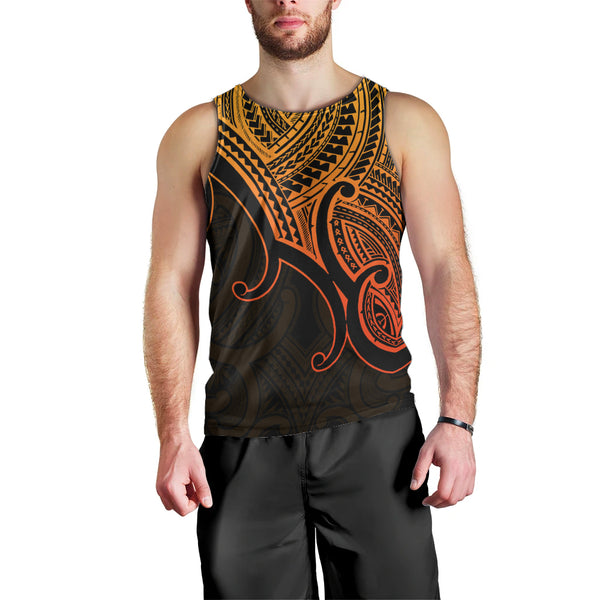 Aotearoa Maori Koru Men Tank Top Polynesian Pacific Tribal - Gold LT9
