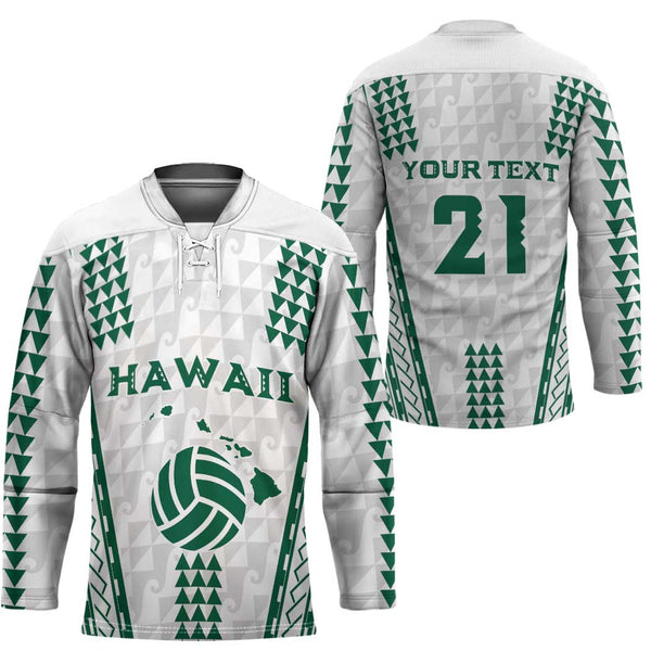 Polynesian Hawaii Volleyball Custom Hockey Jersey White Kakau with Map ...