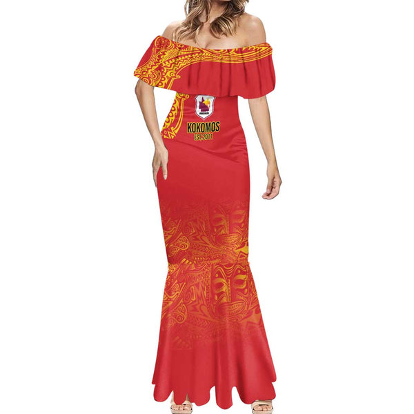 Queensland Papua New Guinea Custom Mermaid Dress All Red Pacific PNG ...