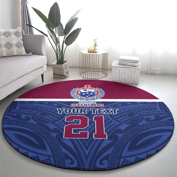 Queensland Samoa Custom Round Carpet Maroon-Blue Pacific Polynesian ...