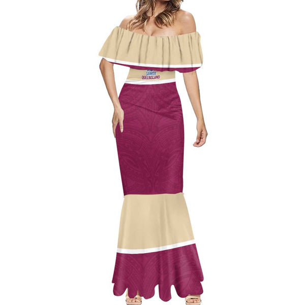 Queensland Samoa Custom Mermaid Dress Maroon Pacific Polynesian Tribal ...