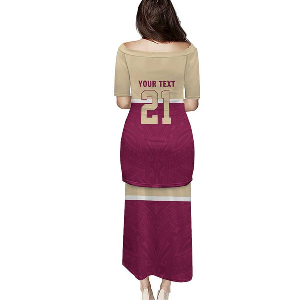 Queensland Samoa Custom Puletasi Maroon Pacific Polynesian Tribal ...