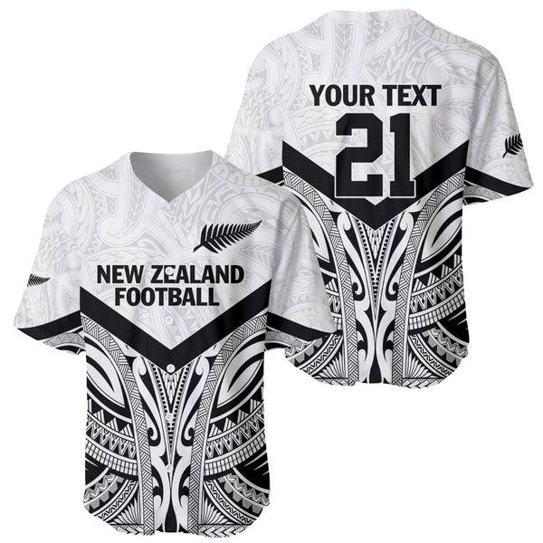 New Zealand Football Custom Baseball Jersey All White Fern Go Champions LT9
