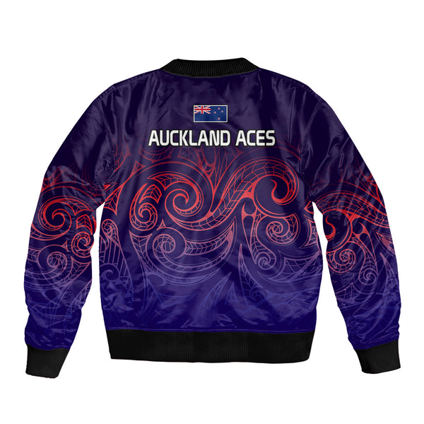 New Zealand Auckland Cricket Sleeve Zip Bomber Jacket Maori Traditional ...
